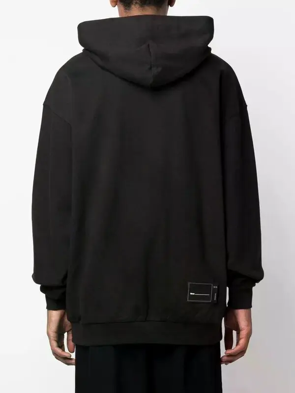 We11Done Logo Print Cotton Hoodie - Black