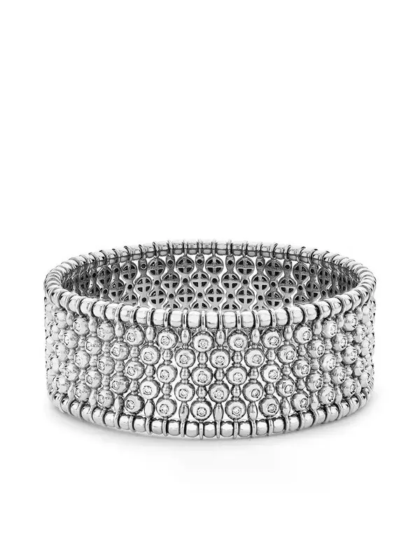 PRAGNELL 18kt White Gold Diamond Wide Bangle - Silver