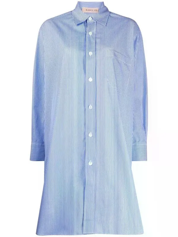 BLANCA VITA Oversized Striped Cotton Shirt