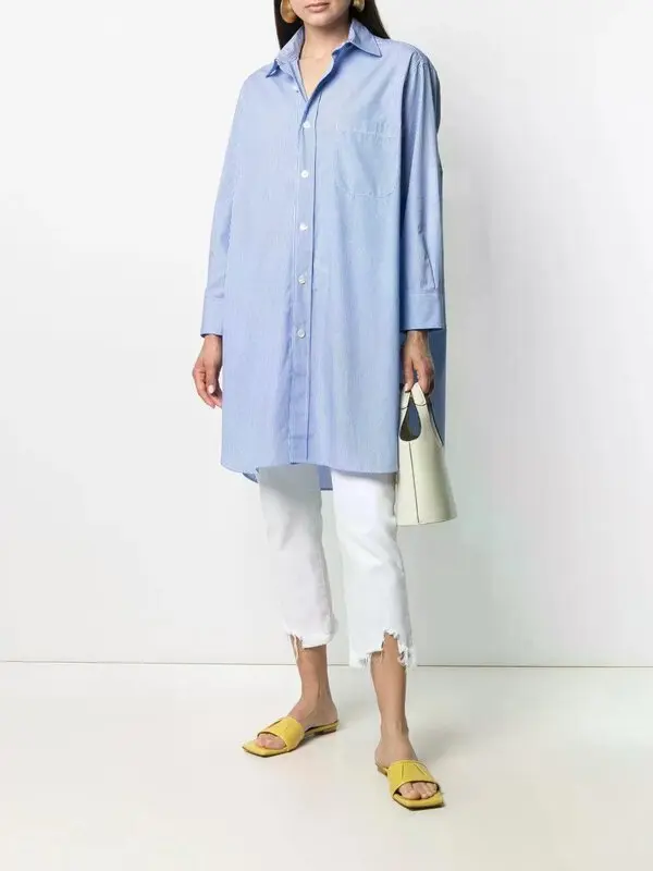 BLANCA VITA Oversized Striped Cotton Shirt