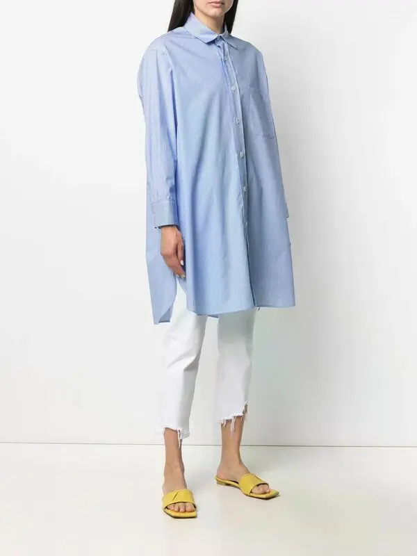 BLANCA VITA Oversized Striped Cotton Shirt
