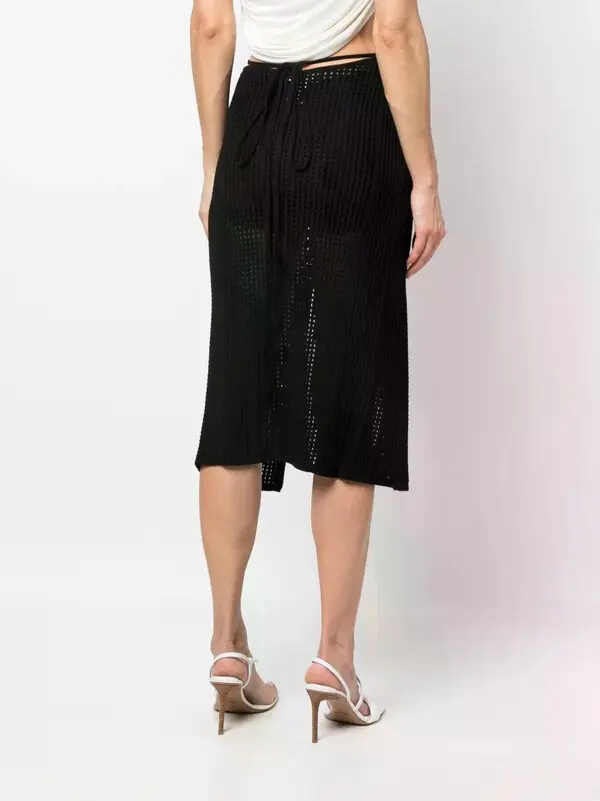 ANDREĀDAMO Crochet Midi Skirt With Front Slit