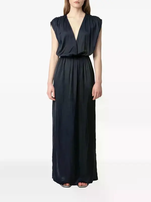 Zadig&Voltaire Ritmic Maxi Dress With V-neck And Cap Sleeves