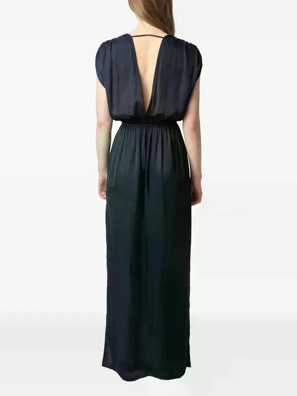 Zadig&Voltaire Ritmic Maxi Dress With V-neck And Cap Sleeves