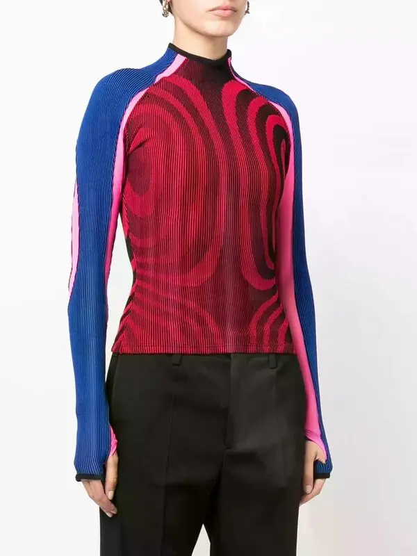 PAOLINA RUSSO Ribbed High Neck Long Sleeve Top