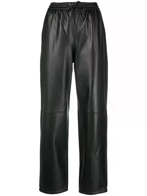 YVES SALOMON Straight-leg Lambskin Trousers - Black