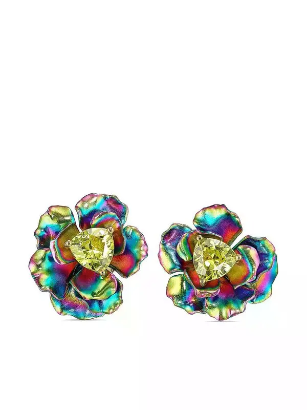 ANABELA CHAN 18kt Yellow Gold Vermeil Rainbow Bloom Quartz Earrings - Blue