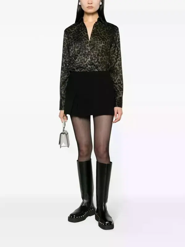 BLANCA VITA Leopard Print Satin Shirt
