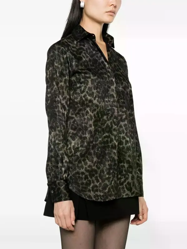 BLANCA VITA Leopard Print Satin Shirt