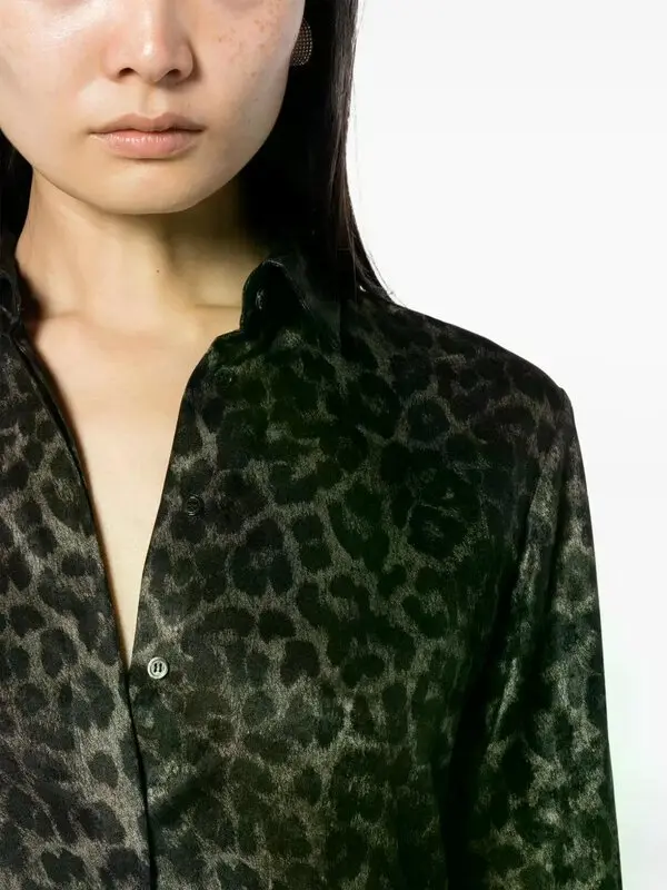 BLANCA VITA Leopard Print Satin Shirt