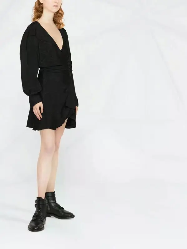 IRO PARIS Silk Blend V-neck Long Sleeve Wrap Dress