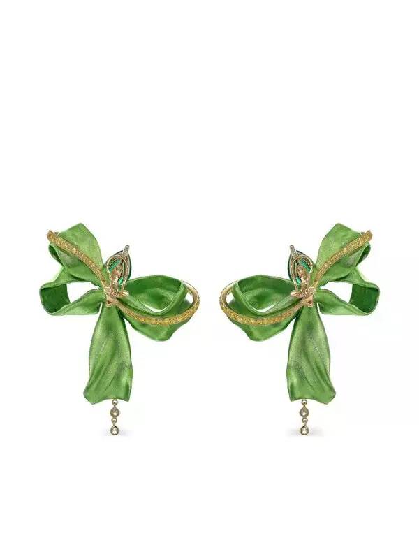 ANABELA CHAN 18kt Yellow Gold Emerald And Diamond Earrings - Green