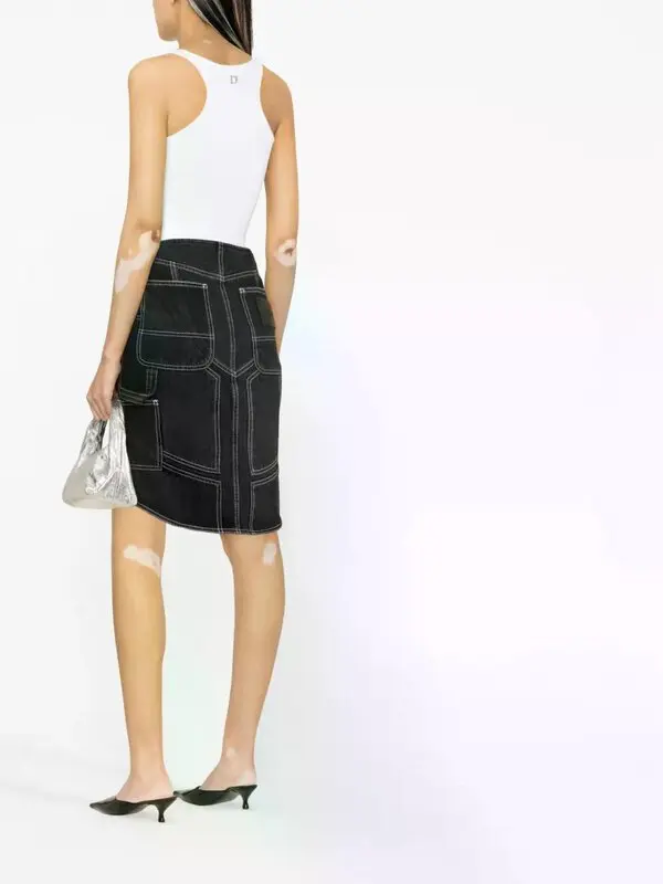 Off-White Contrast Stitch Denim Skirt