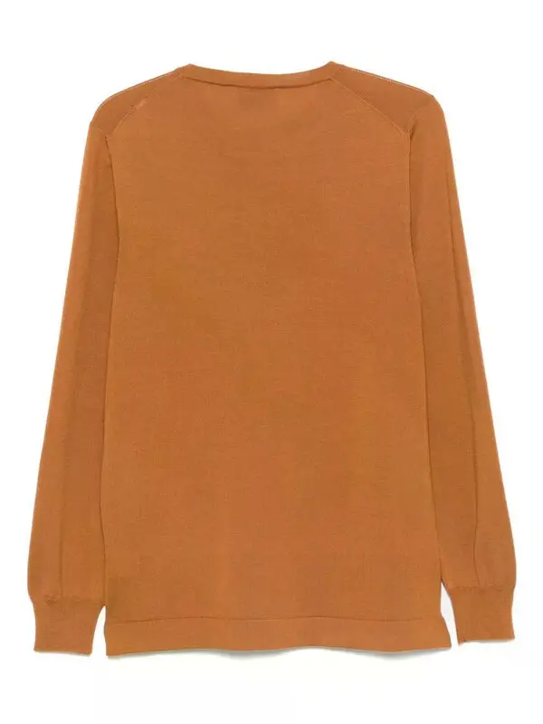 D4.0 Virgin Wool Fine Knit Crew Neck Jumper - Brown