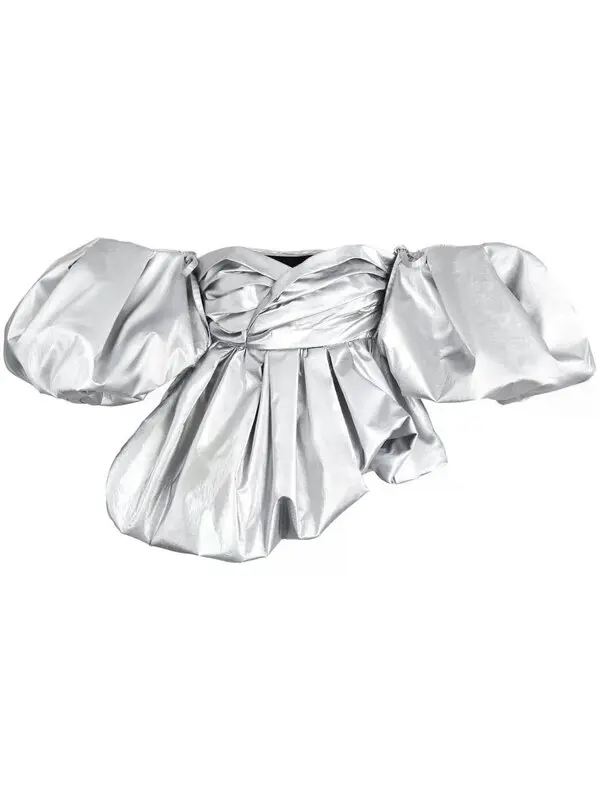 Marc Jacobs Bubble Metallic Off-shoulder Top - Silver
