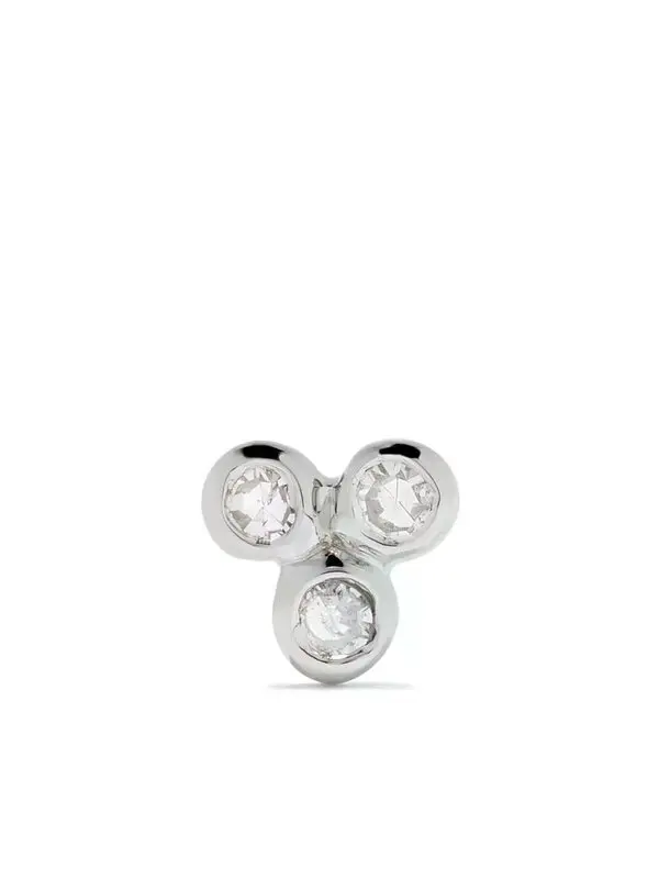 MARIA BLACK 14kt White Gold Triad Diamond Stud Earring - Silver