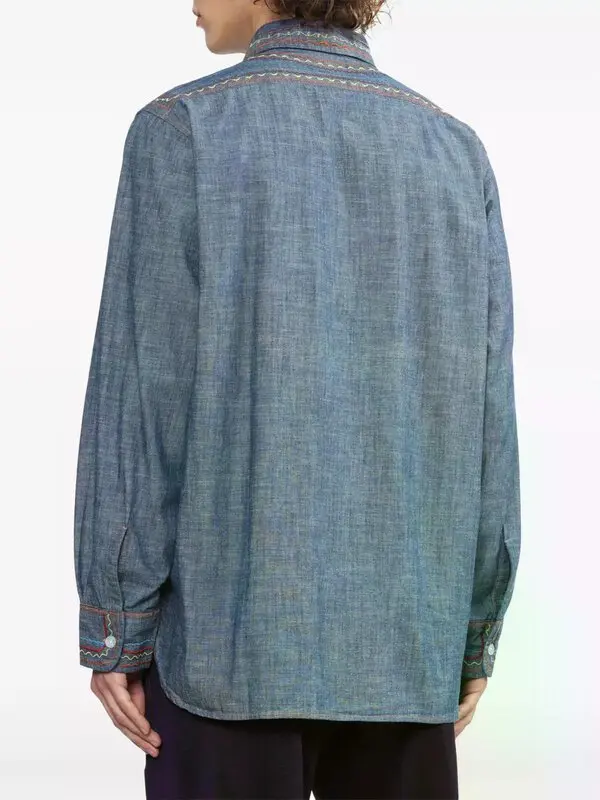 Needles Contrast-stitching Denim Shirt