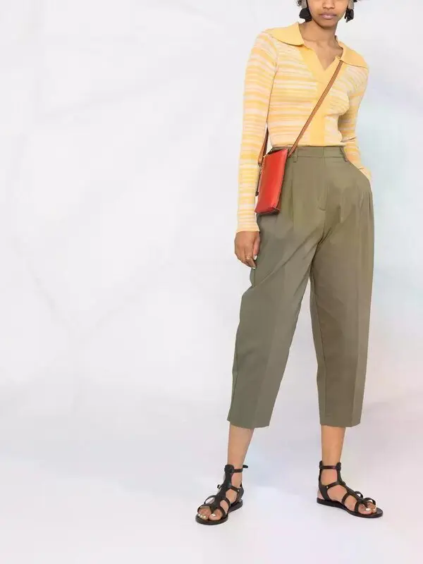BLANCA VITA Pressed-crease Cropped Trousers - Black