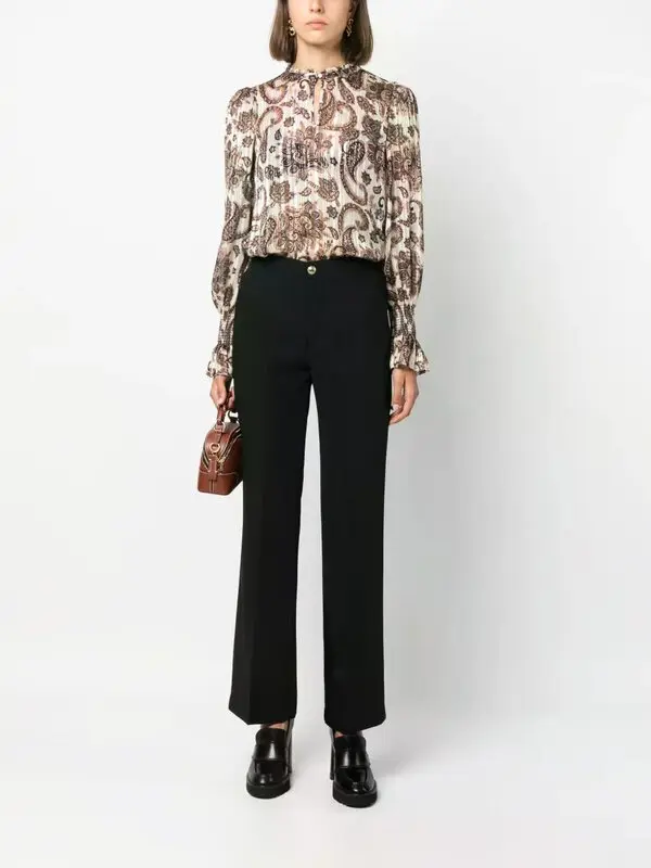 Liu Jo Paisley Print Pleated Blouse With Ruffle Trim
