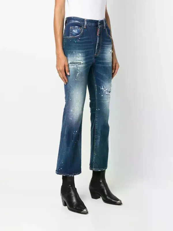 Dsquared2 Ripped Detail Flared Jeans