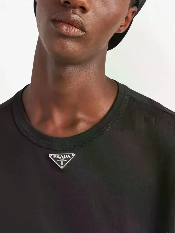 Prada Triangle-logo Cotton T-shirt - Black