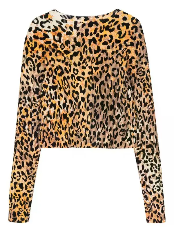 Just Cavalli Animal Print Ribbed Knit Cropped Top