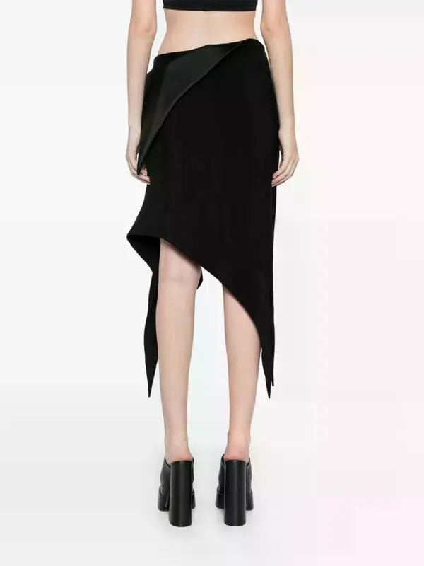 MUGLER Asymmetric Virgin Wool-silk Blend Skirt