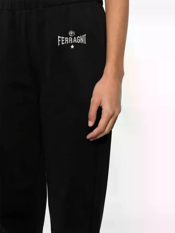 CHIARA FERRAGNI Embroidered Logo Cotton Jersey Track Pants