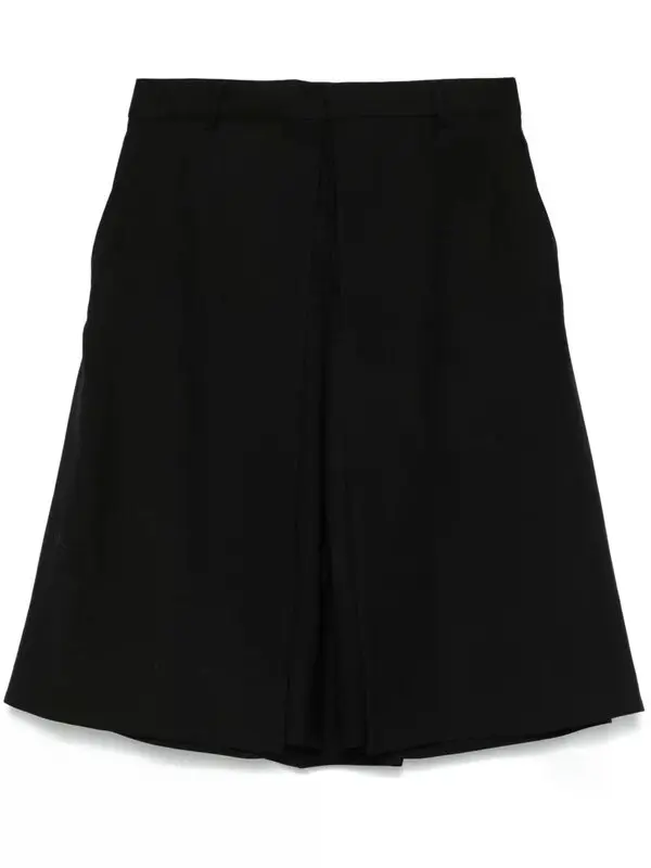 AMI Paris Virgin Wool Gabardine Shorts - Black
