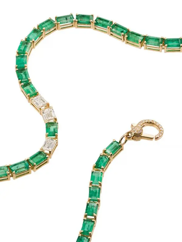Shay 18k Yellow Emerald And Diamond Tennis Choker
