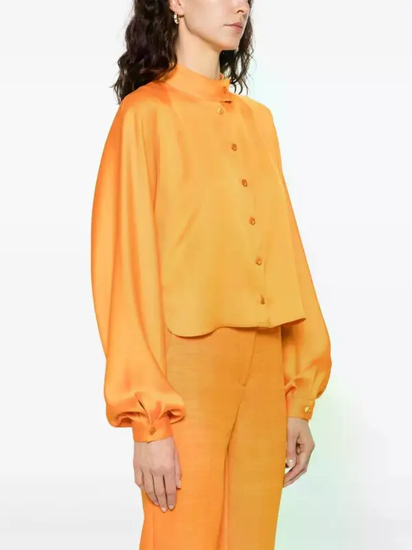 GENNY Band-collar Satin Blouse - Orange
