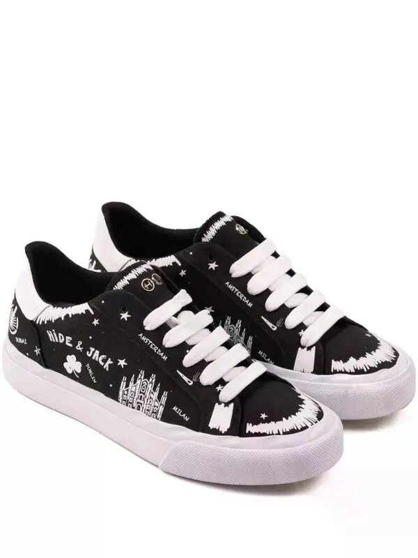 HIDE&JACK Toby Graphic Low-top Canvas Sneakers - Black