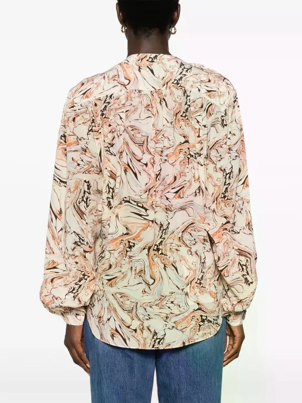 Isabel Marant Étoile Tiphaine Marble-print Silk Blouse - Neutrals