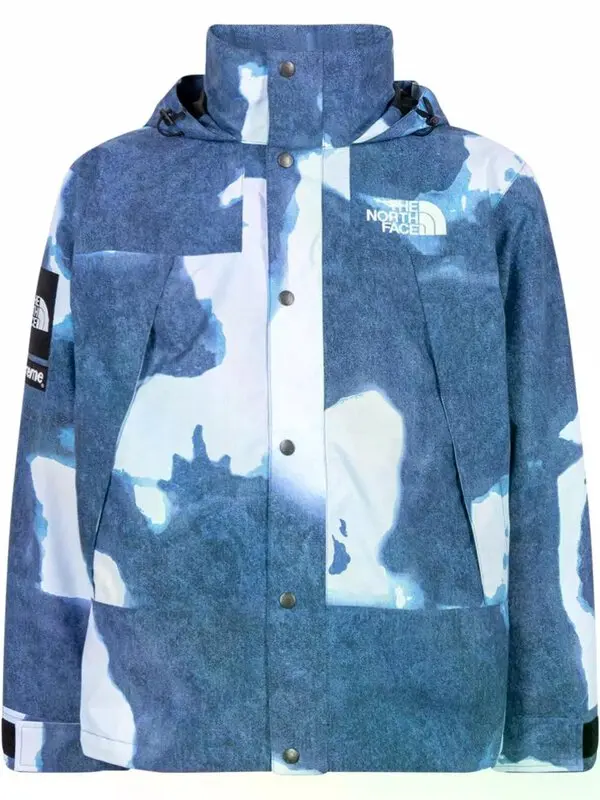 Supreme X The North Face Bleached Denim Mountain Jacket - Blue