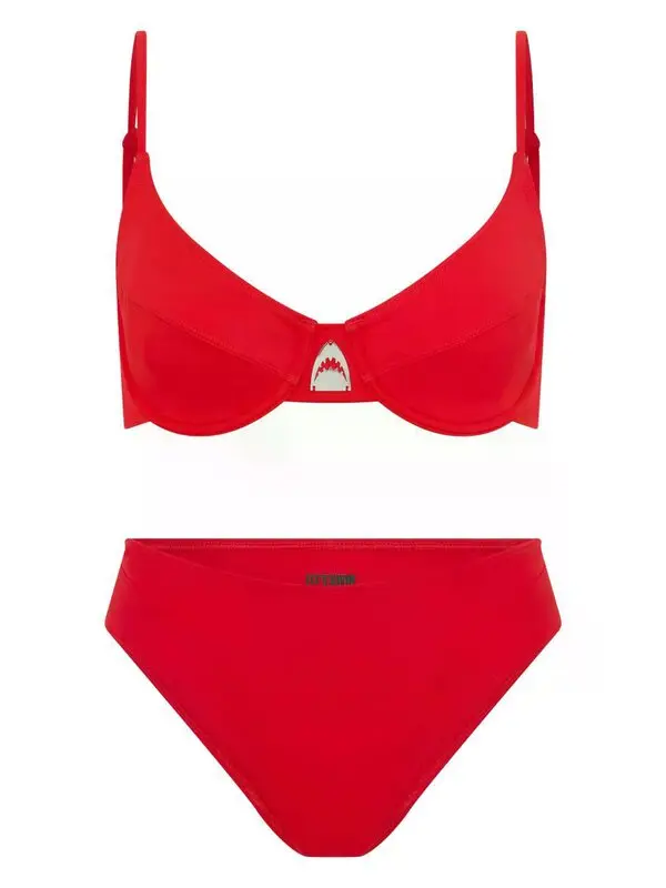 LET'S SWIM Recycled Polyamide Bralette Bikini Top - Red
