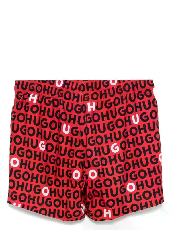 BOSS Logo Print Swim Shorts