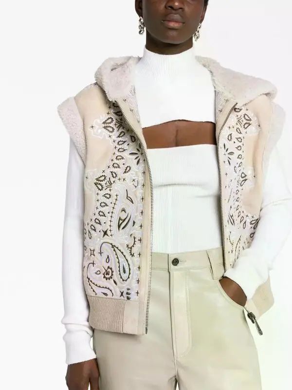Philipp Plein Bandana Print Sleeveless Hooded Jacket