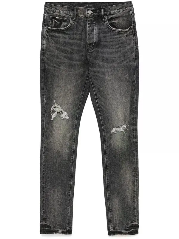 PURPLE BRAND Slim Fit Distressed Denim Jeans - Black
