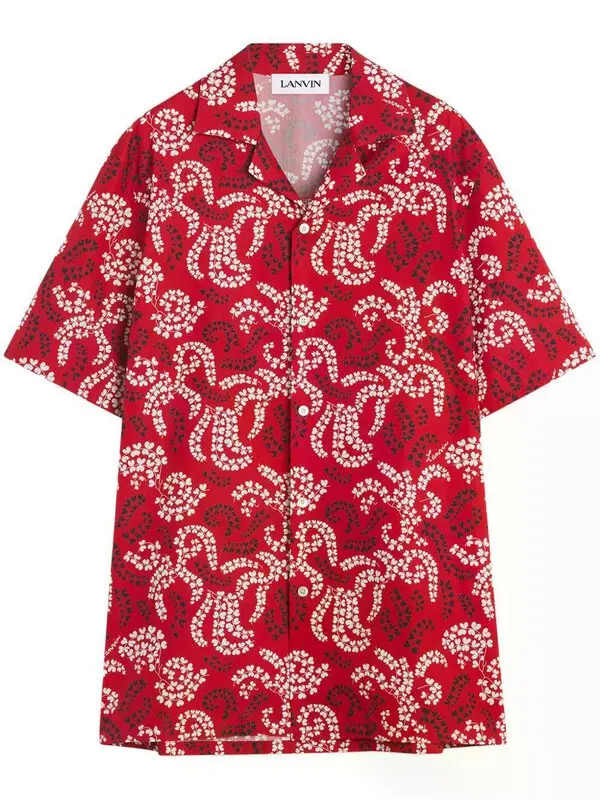 LANVIN Leaf-print Shirt - Red