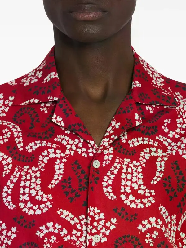 LANVIN Leaf-print Shirt - Red