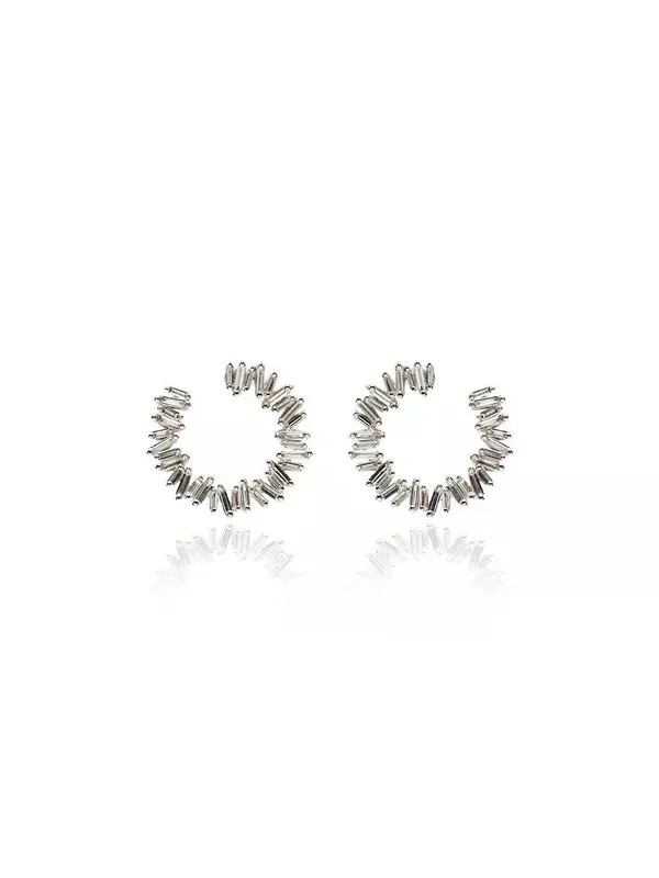 SUZANNE KALAN 18kt White Gold Mini Spiral Diamond Earrings - Silver