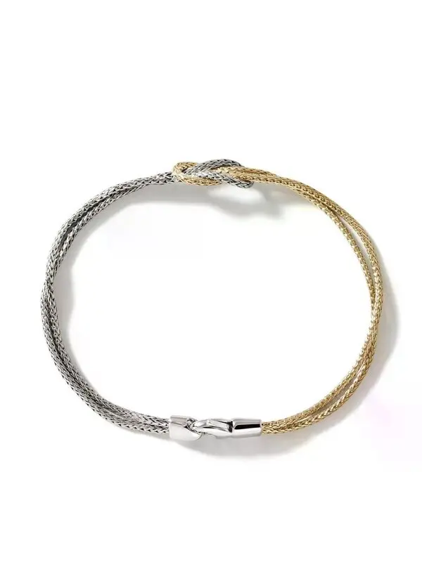 John Hardy 14kt Yellow Gold And Sterling Double-row Bracelet - Silver