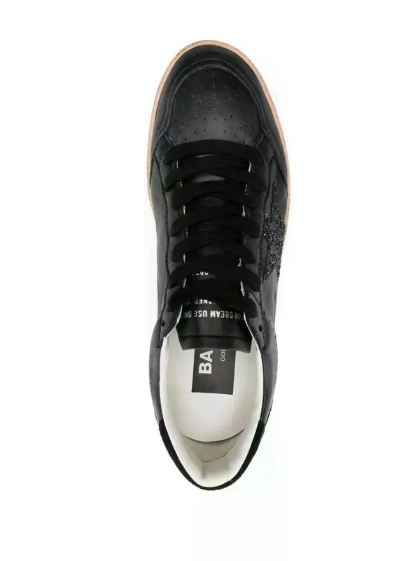 GOLDEN GOOSE Ball Star Trainers In Nappa With Glitter Star And Suede Heel Tab