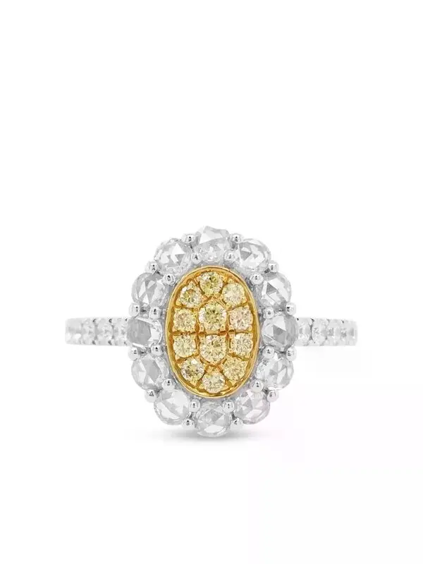HYT JEWELRY Oval Diamond Ring In 18kt Yellow Gold And Platinum - Silver