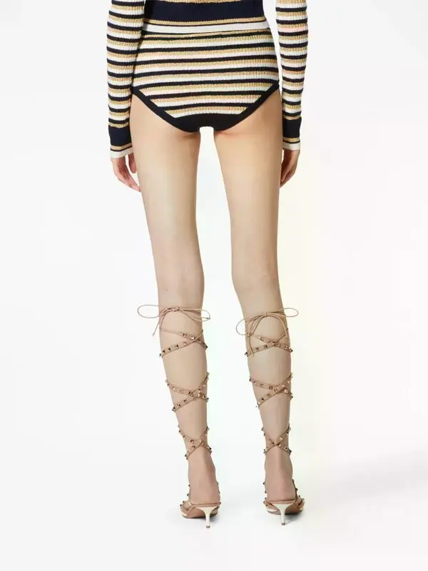 Valentino Garavani Striped Lurex Mini Shorts - Blue