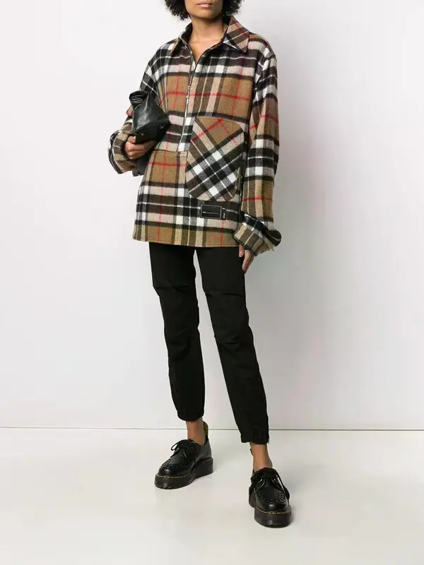 We11Done Checked Half-zip Wool Shirt