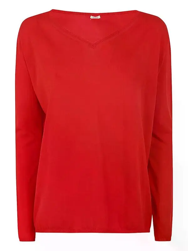 Apuntob V-neck Long-sleeve Top - Red