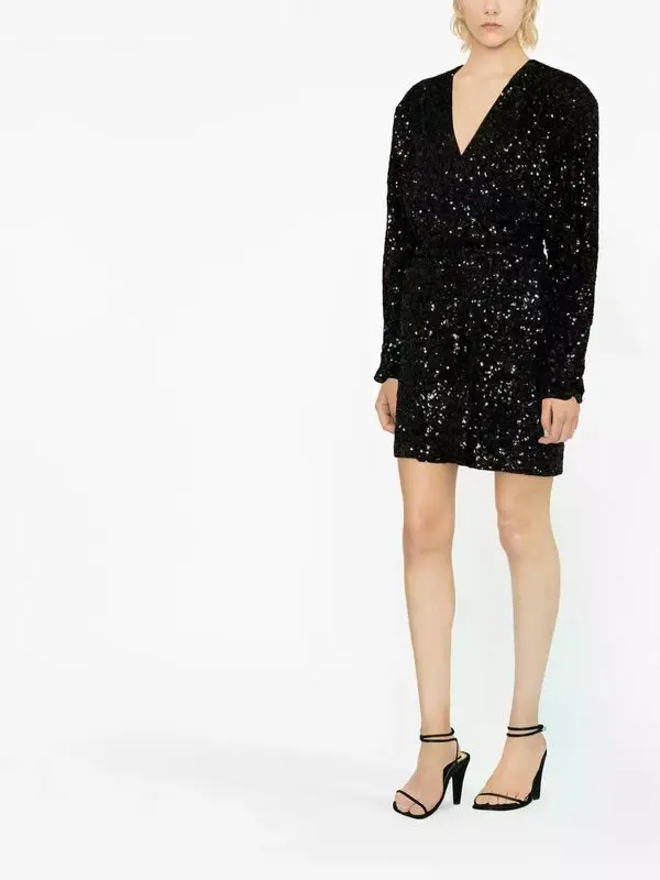 ROTATE BY BIRGER CHRISTENSEN Sequin-embellished Wrap Minidress