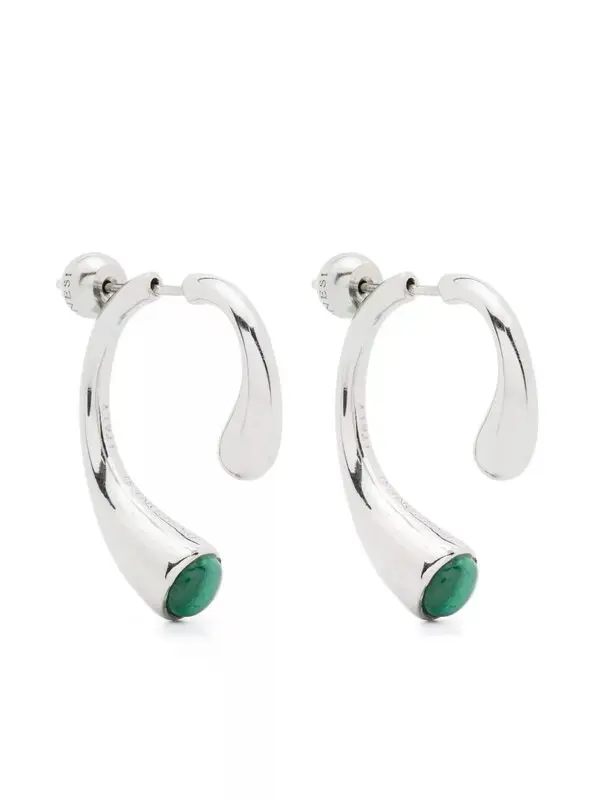 PANCONESI Malachite Hoop Earrings - Silver