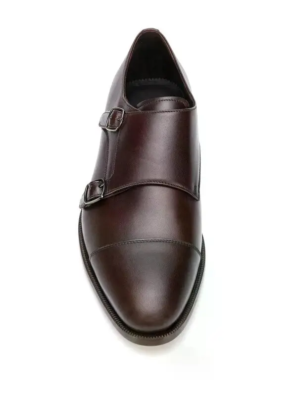 SCAROSSO Double Monk Strap Shoes - Brown